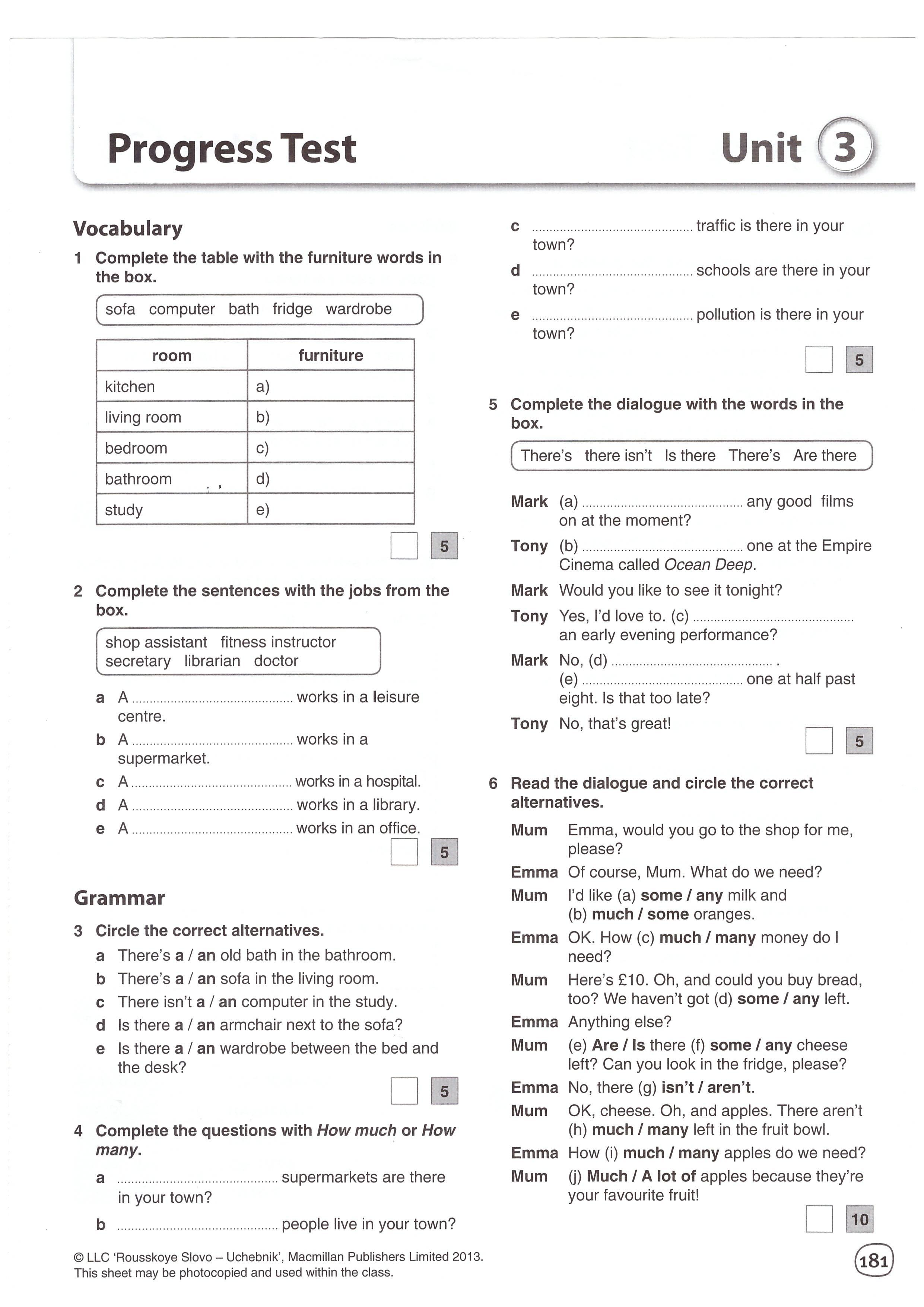 Progress Test Unit 3